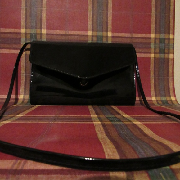 Bags | Vintage Black Vinyl Purse | Poshmark